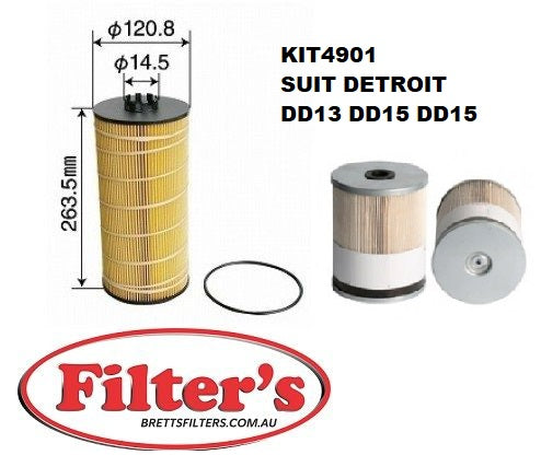 KIT4901 FILTER KIT FOR DETROIT SERIES DD13 DD15 DD16 40,000KLM SIM DFX ...