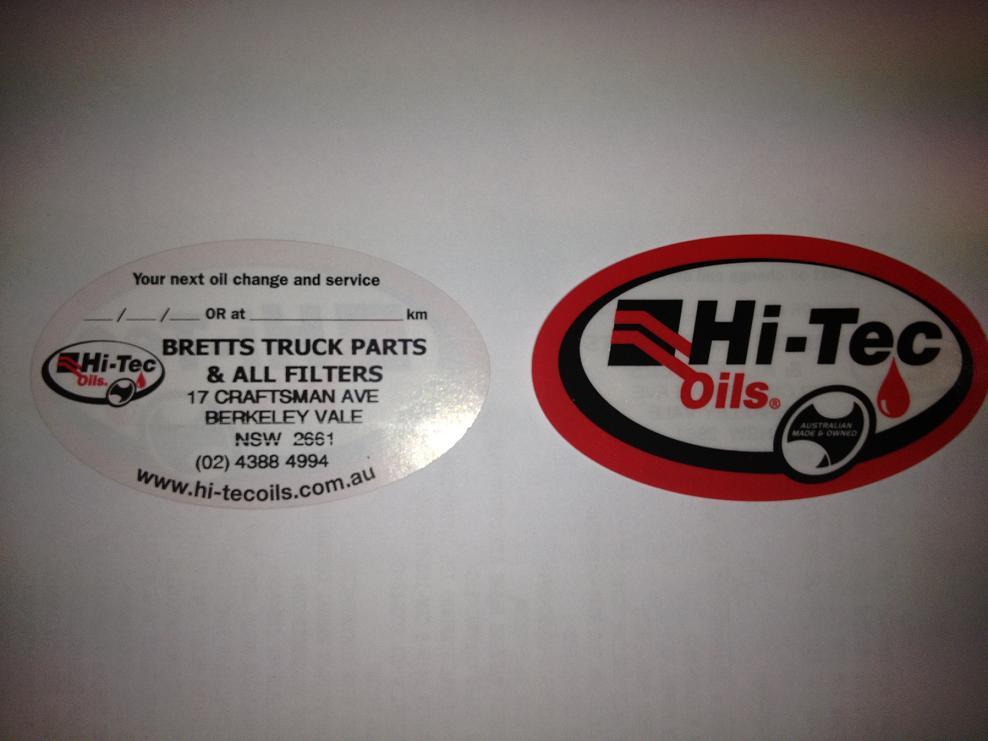 LUBE HI-TEC OIL'S SERVICE STICKER GENUINE LUBE LABEL SERVICE TIME DUE ...