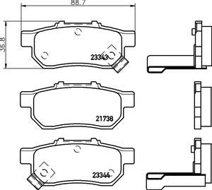 8DB 355 017-151 REAR DISC PAD SET WITH ACOUSTIC WEAR WARNING DB1163 DB ...