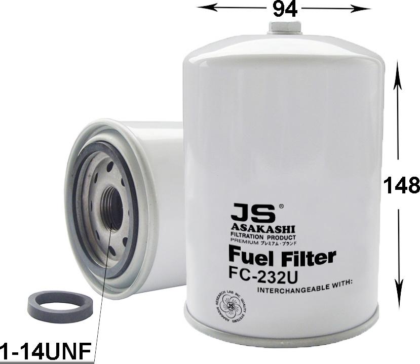 FC232U FUEL FILTER CAT 3204 3208 1R-0750 CATERPILLAR WIX Thread 1" BF7 ...