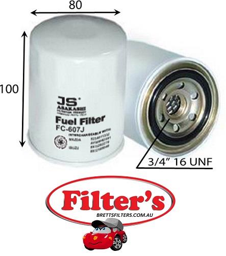 FC607J FUEL FILTER HINO ISUZU 3/4" X 16 FF2063 Z321 23401-1330 23401-1 ...