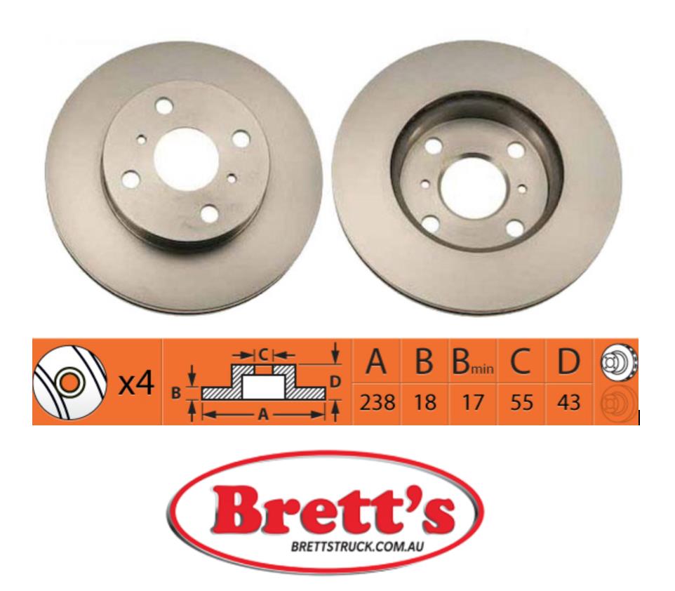 RN1097V DISC ROTOR NiBK JNBK NIBK FRONT FOR TOYOTA Starlet Front Axle ...