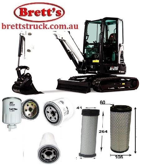 KITB008 FILTER KIT BOBCAT MINI EXCAVATOR E26 OIL FUEL AIR OUT & AIR IN ...