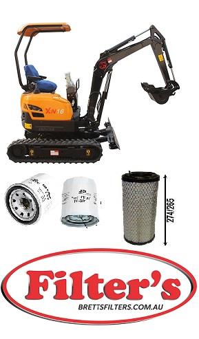 KITY006 FILTER KIT RHINOCEROS EXCAVATOR XN16 MINI EXCAVATORS FITTED WI ...